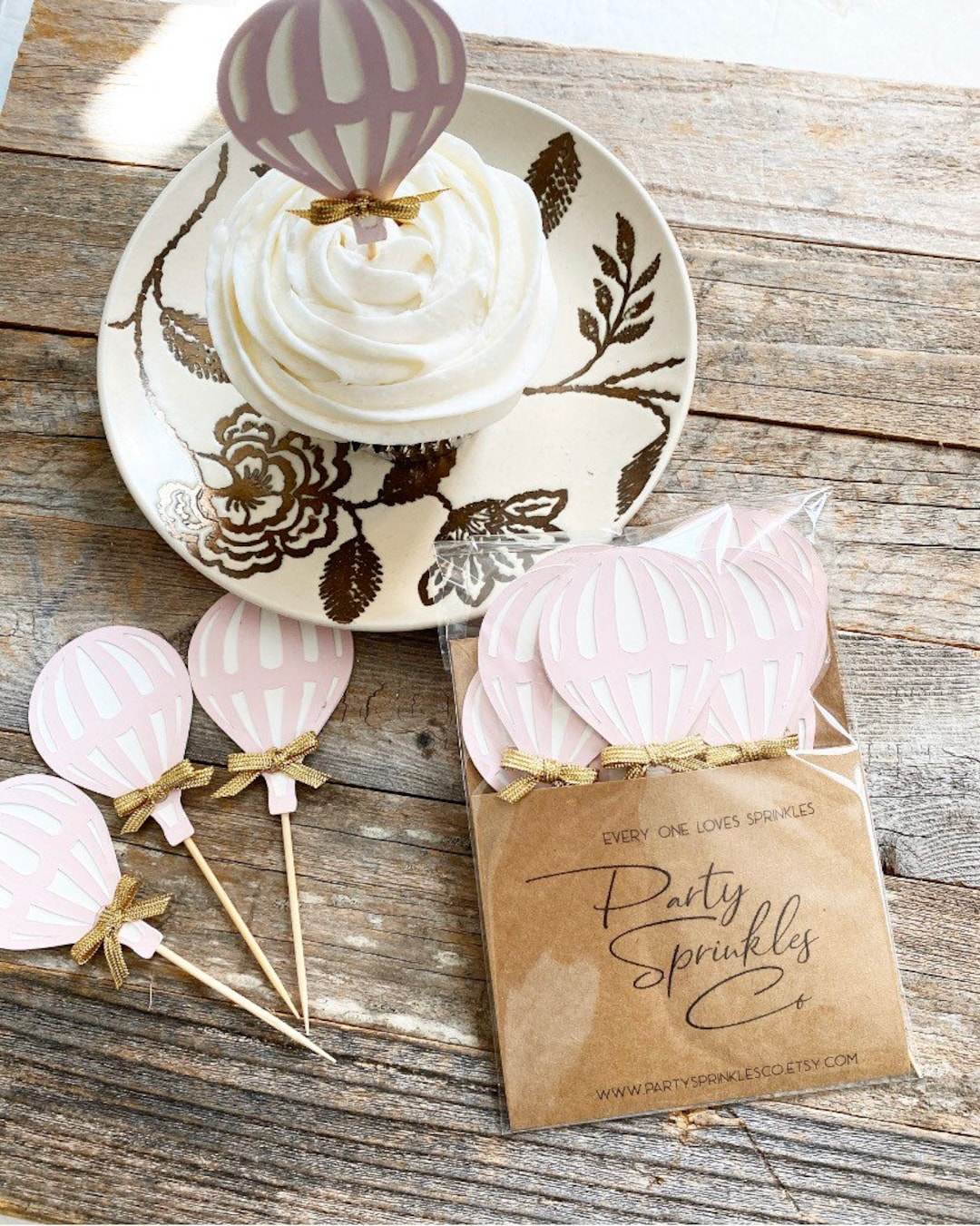 Hot Air Balloon Cupcake Toppers: Baby Shower Party Picks (set of 12) - Etsy