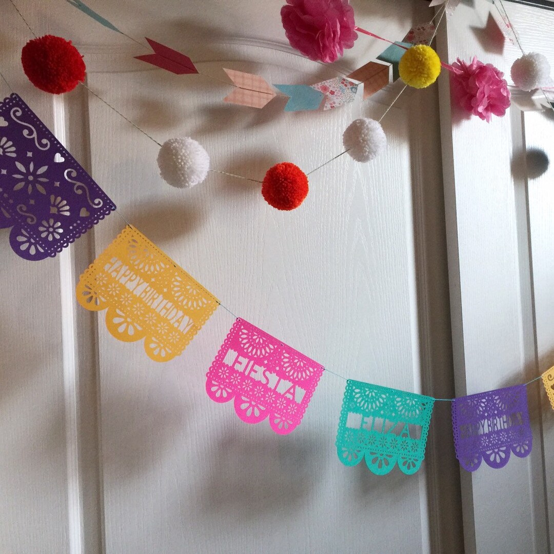 Mexican Inspired Papel Picado Birthday Party Banner Personalization ...