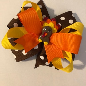 Thanksgiving Hair Bow, Thanksgiving Bows, Turkey Bows, Thanksgiving ...