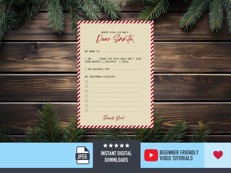 Christmas Wishlist Printable Letter to Santa High Quality 300 DPI ...