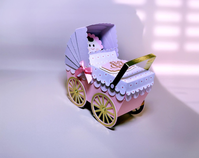 3D Stroller Gift Box SVG File 3D Pram SVG Baby Shower SVG 3D Gift Box ...