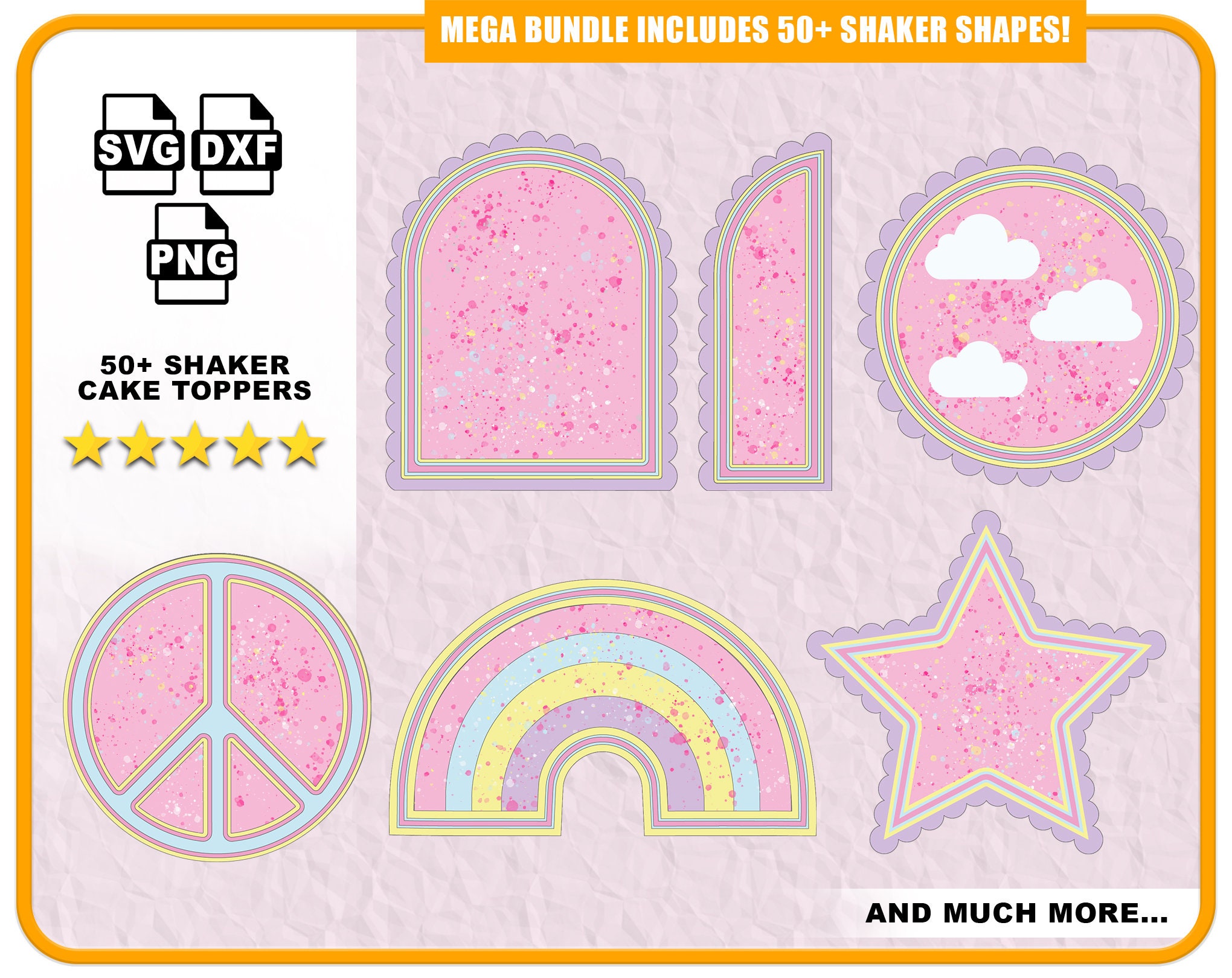 Shaker Cake Topper SVG Bundle 50 Shapes Included Birthday - Etsy UK