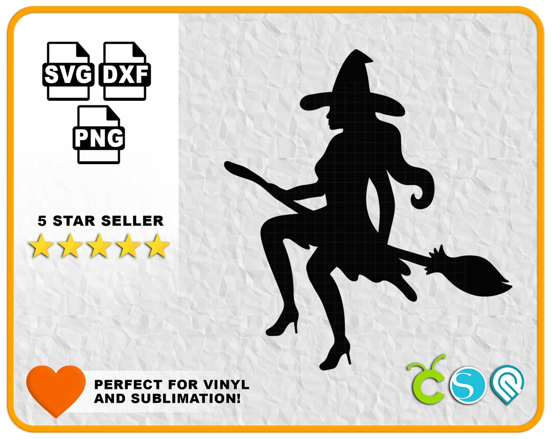 Witch Svg File Witch on Broom SVG File for Cricut and Silhouette ...