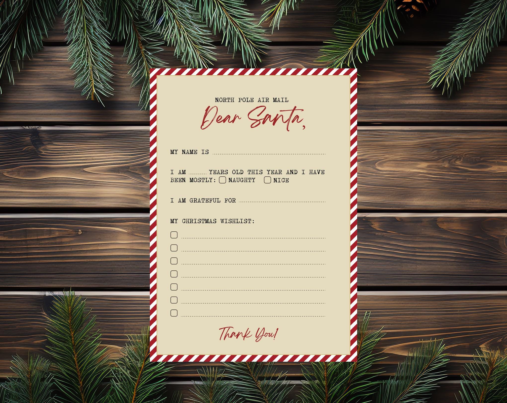 Christmas Wishlist Printable Letter to Santa High Quality 300 DPI ...