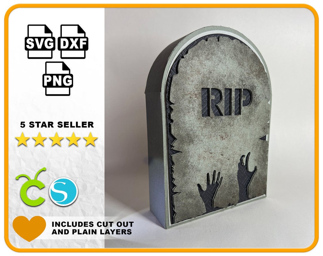 3D Halloween SVG 3d Tombstone Gravestone Cricut Template Grave 3D ...
