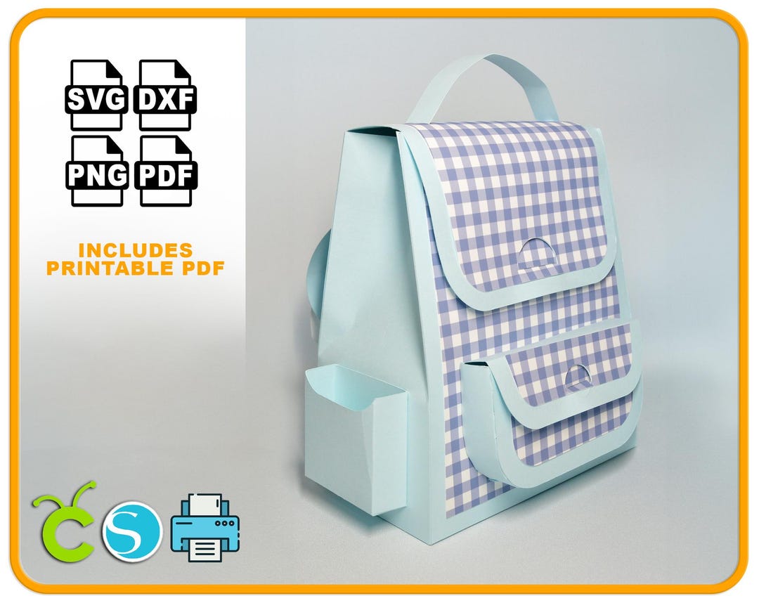 3D Backpack SVG File for Cricut and Silhouette Backpack Favour Box Svg ...