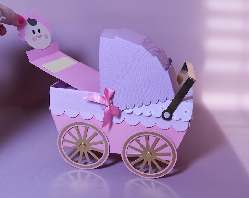 3D Stroller Gift Box SVG File 3D Pram SVG Baby Shower SVG 3D Gift Box ...