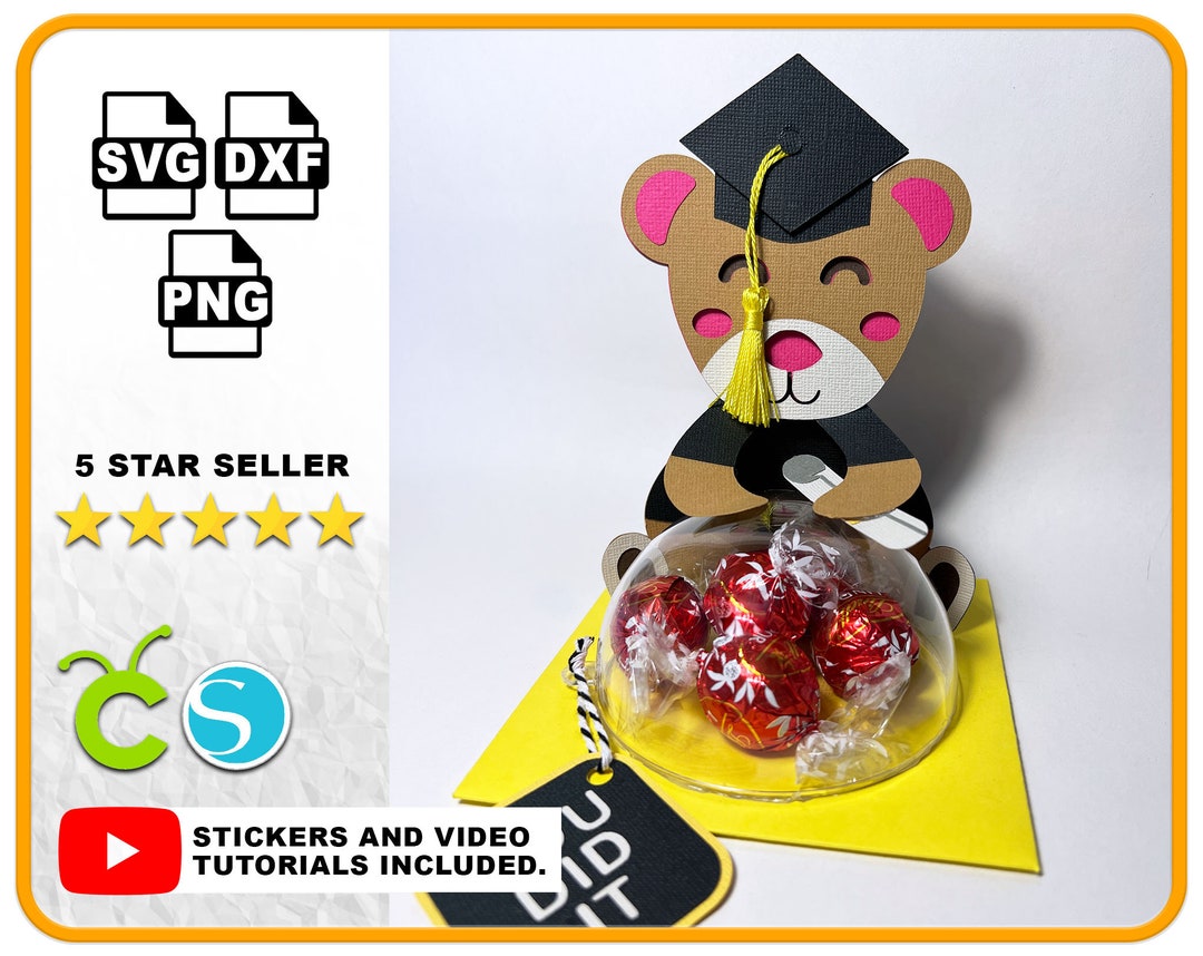 Graduation Teddy Bear Dome SVG for Cricut Dome Favor Graduation Favor ...