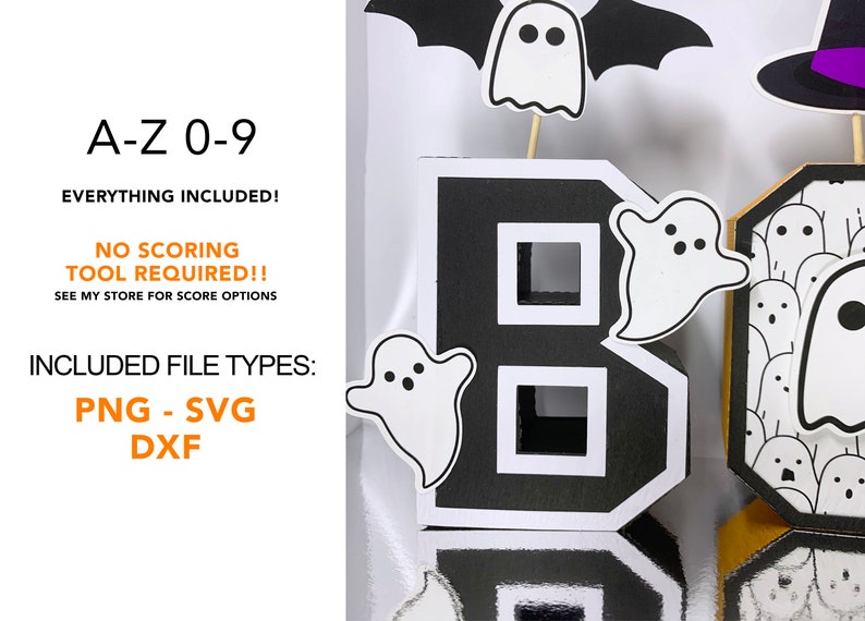 3D Letters SVG A-Z 0-9 Template Halloween Svg NO Scoring 3D Letters SVG ...