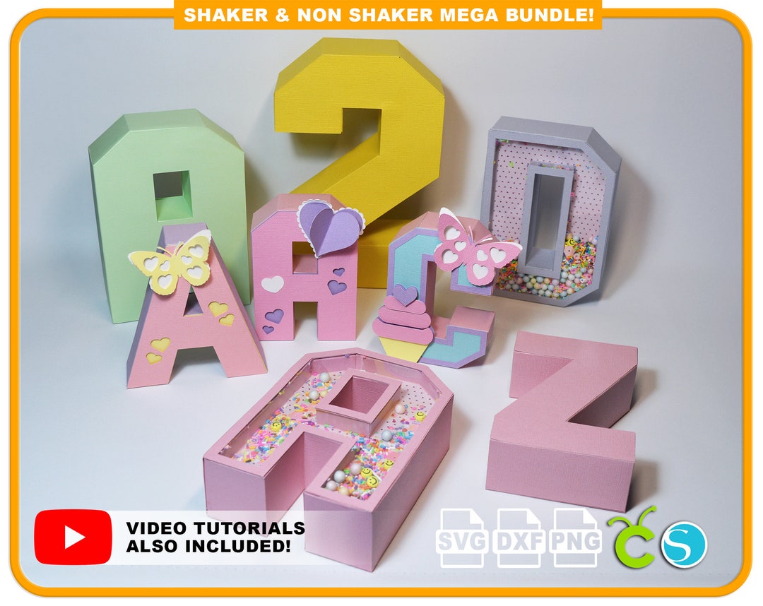3D Letters SVG Bundle Shaker and Non Shaker A-7 0-9 3D Letters - Etsy Canada