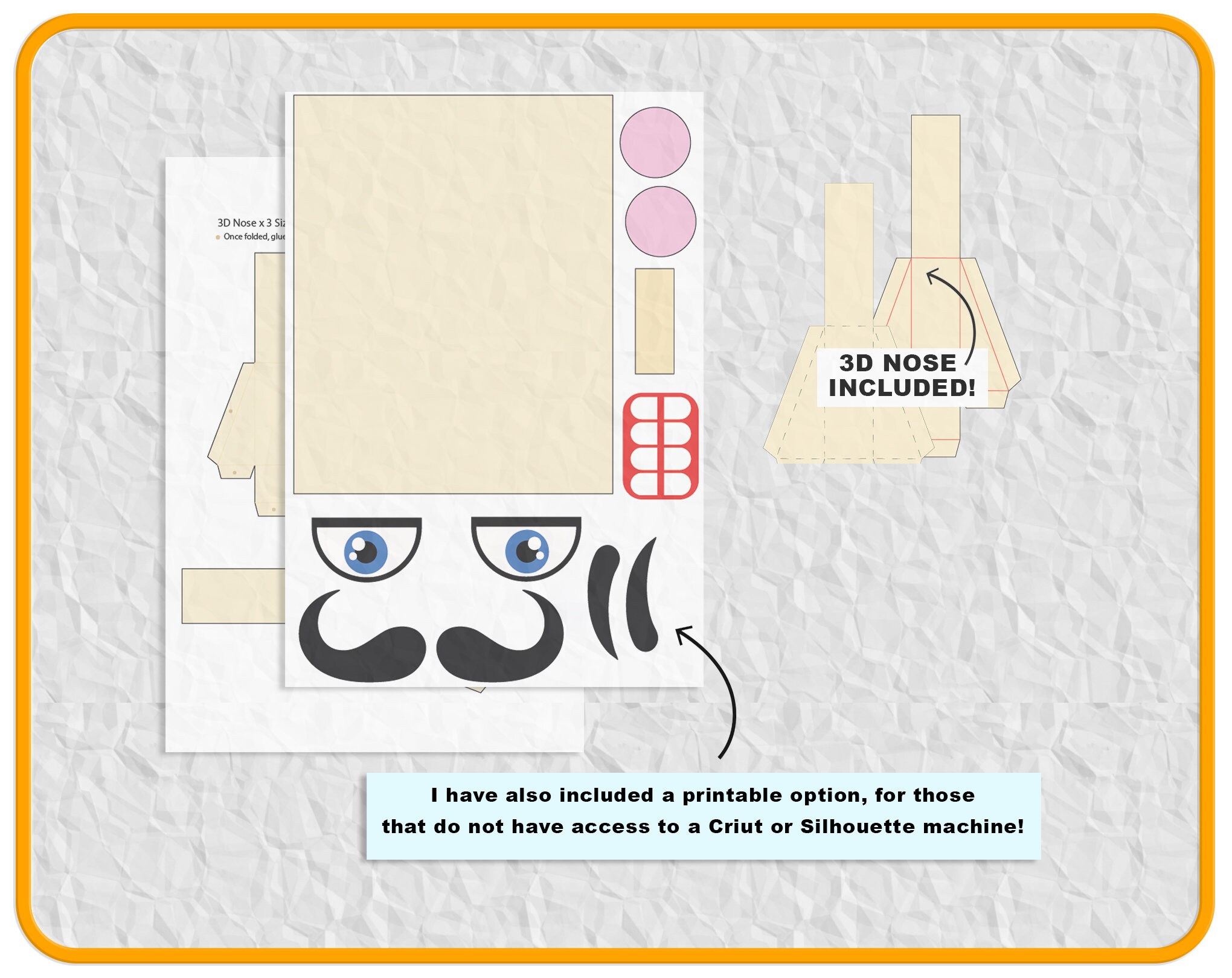 2D Nutcracker Face With 3D Nose SVG Nutcracker Face SVG Includes ...