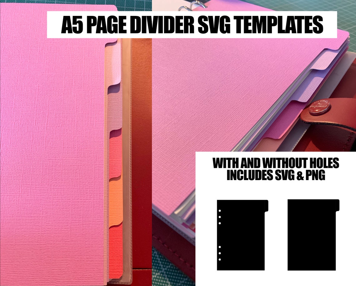 6 Tab A5 Page Divider SVG Templates for Binder Filofax Inserts - Etsy UK