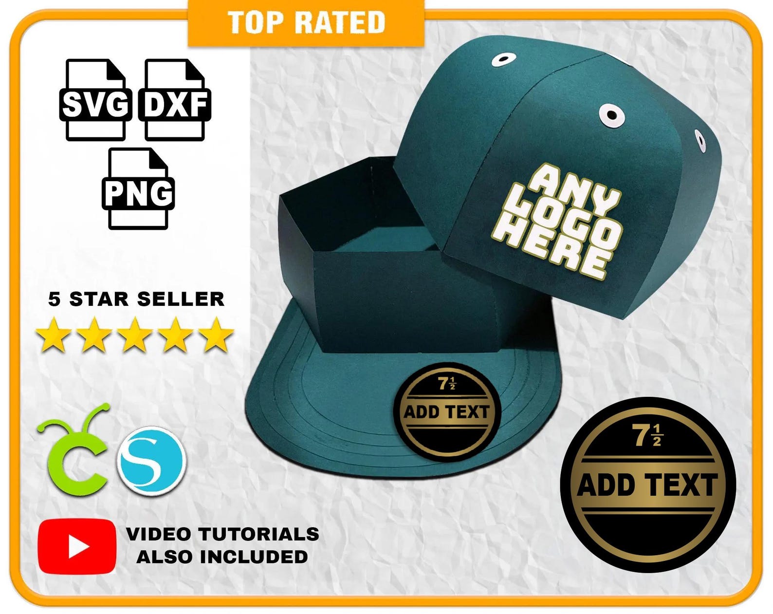 Baseball Cap Box SVG File 3D Gift Box Favour Box Favor SVG Template Dxf ...