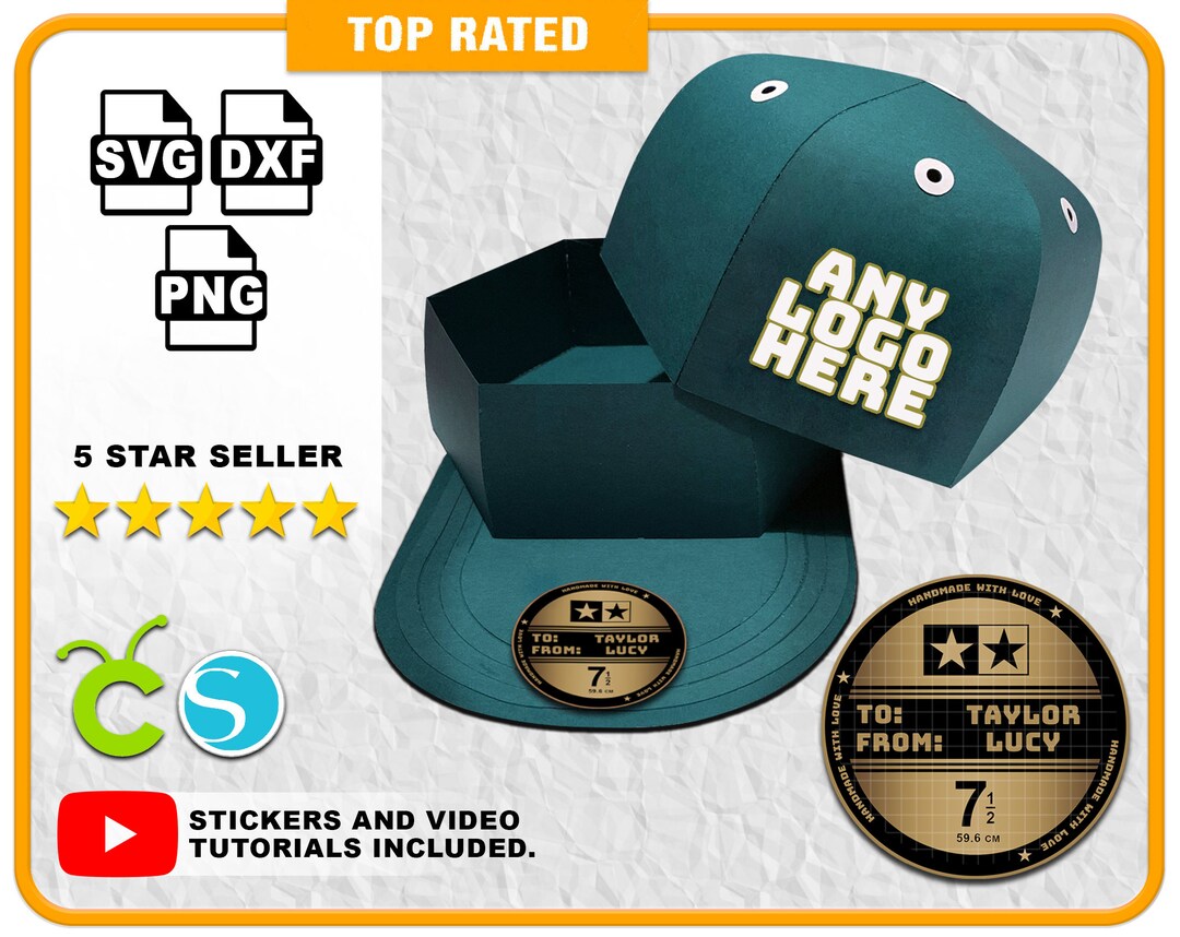 Baseball Cap Box SVG File 3D Gift Box Favour Box Favor SVG Template Dxf ...