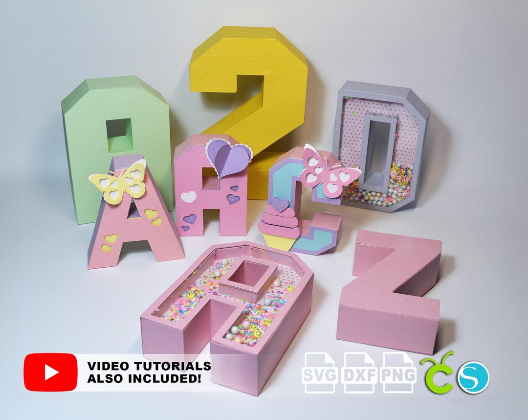 3D Letters SVG Bundle Shaker and Non Shaker A-7 0-9 3D Letters Svg ...