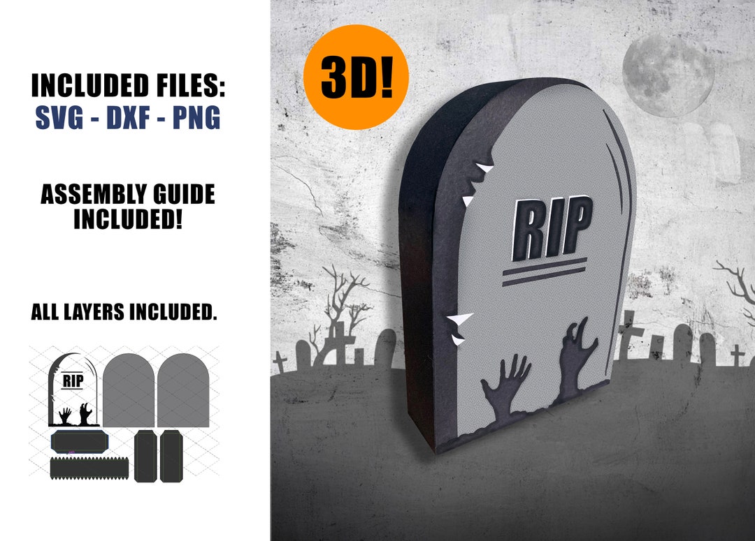 3D Tombstone Template Grave 3D Halloween Decoration Halloween Decor for ...
