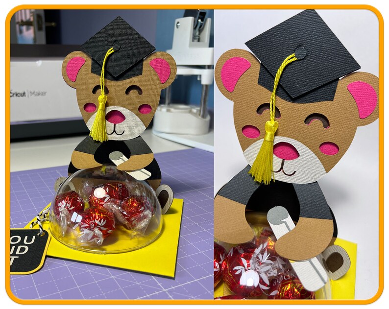 Graduation Teddy Bear Dome SVG for Cricut Dome Favor Graduation Favor ...