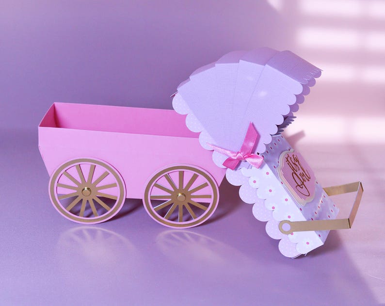 3D Stroller Gift Box SVG File 3D Pram SVG Baby Shower SVG 3D Gift Box ...