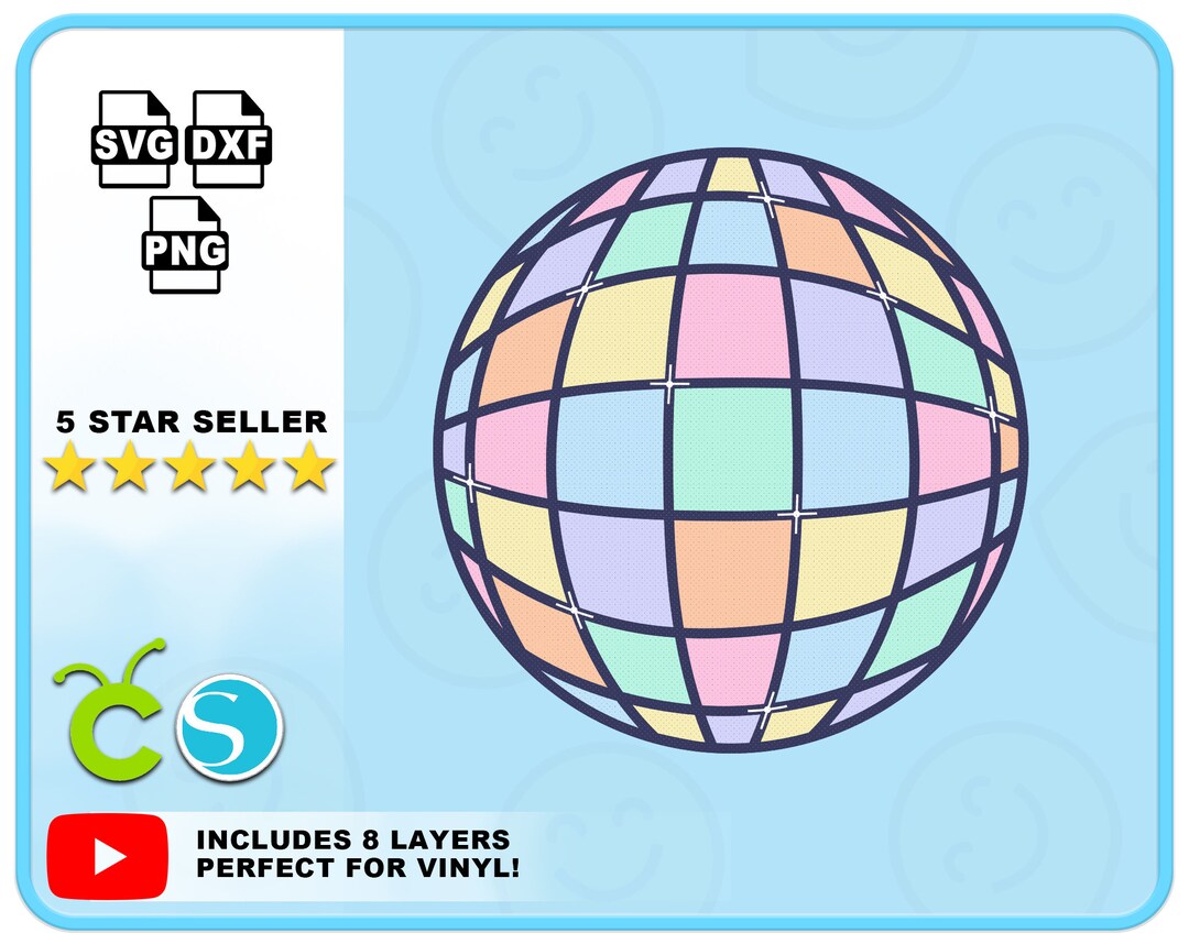 Layered Disco Ball SVG File Layered Disco Ball SVG for Cricut and Dxf ...
