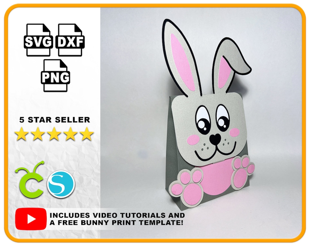 Easter Bunny SVG File for Cricut Bunny Gift Bag Favor Box Easter SVG ...