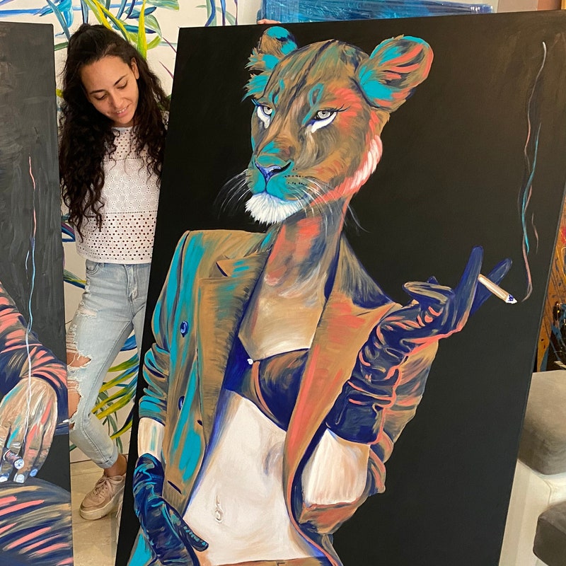 Lioness Painting - Etsy