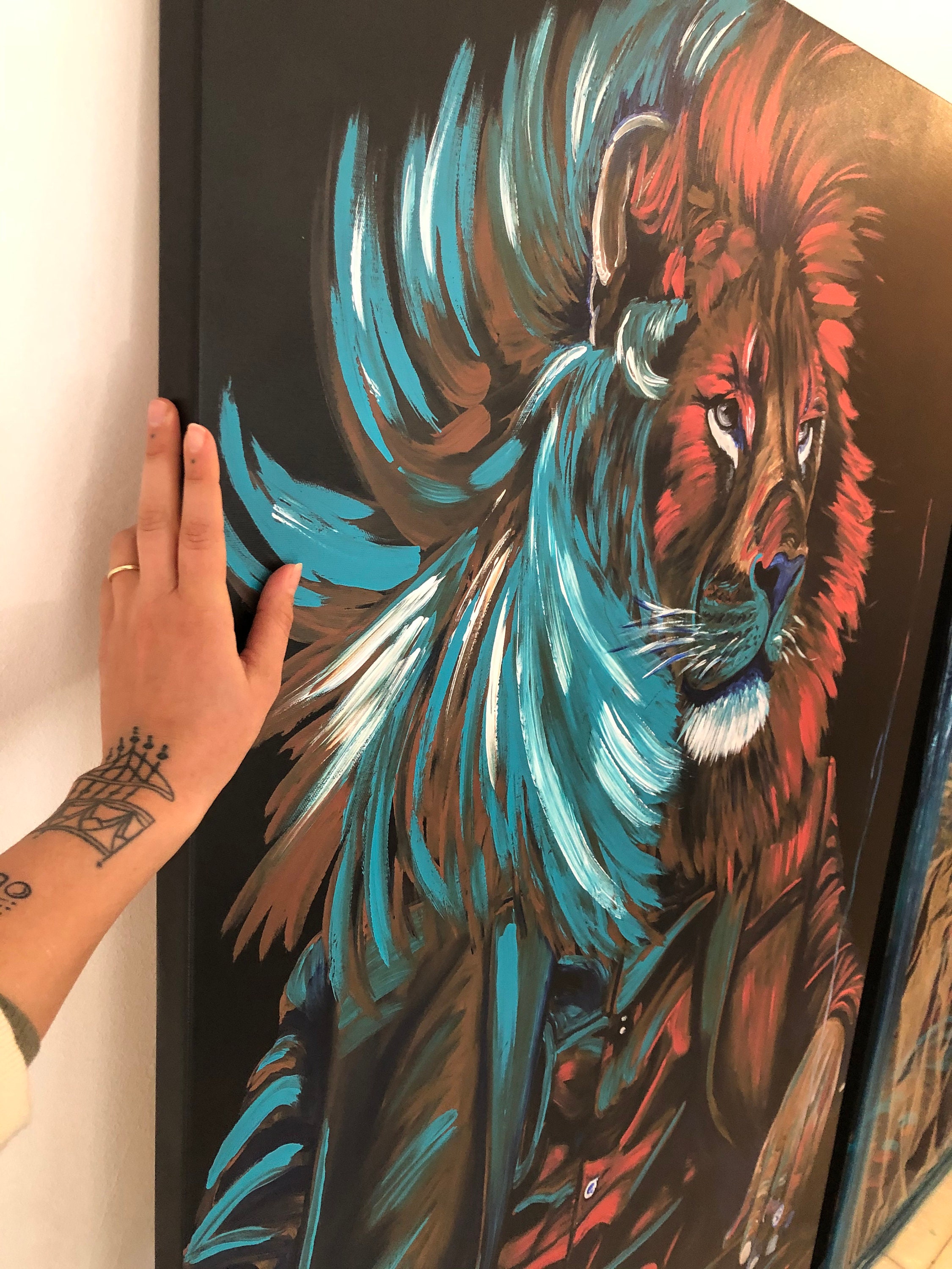 Lion man 1 Original art Hand made Print on canvas Modern | Etsy