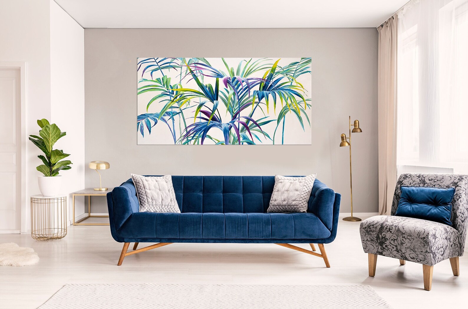 Colorful Palm Tree- Hand Made, Original Art, Print on Canvas, Modern ...