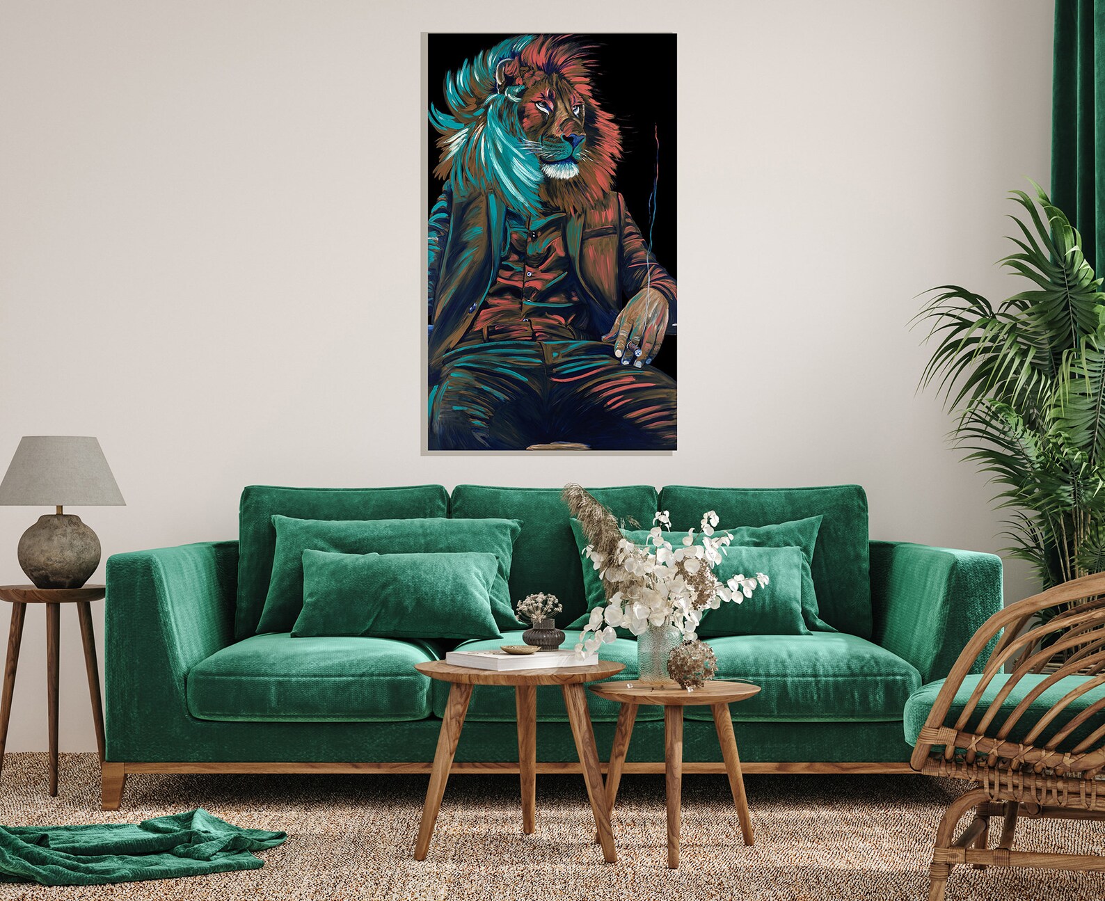 Lion Man 1 Original Art Hand Made Print on Canvas Modern - Etsy