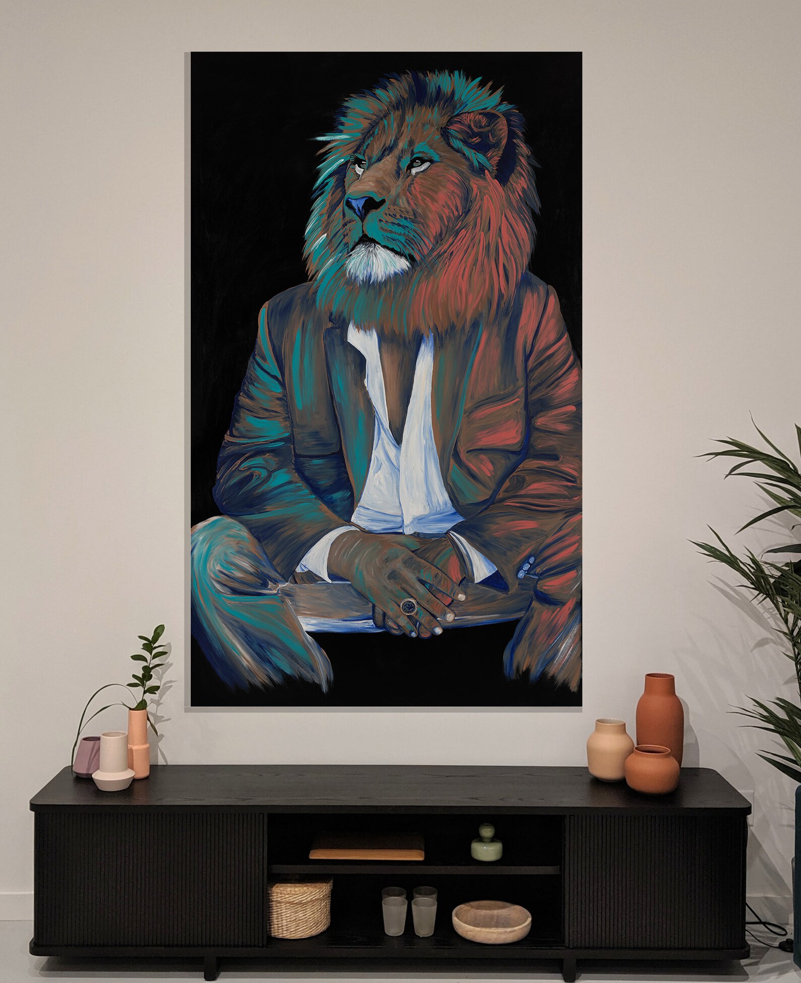 Lion Man 2 Original Art Hand Made Print on Canvas Modern - Etsy