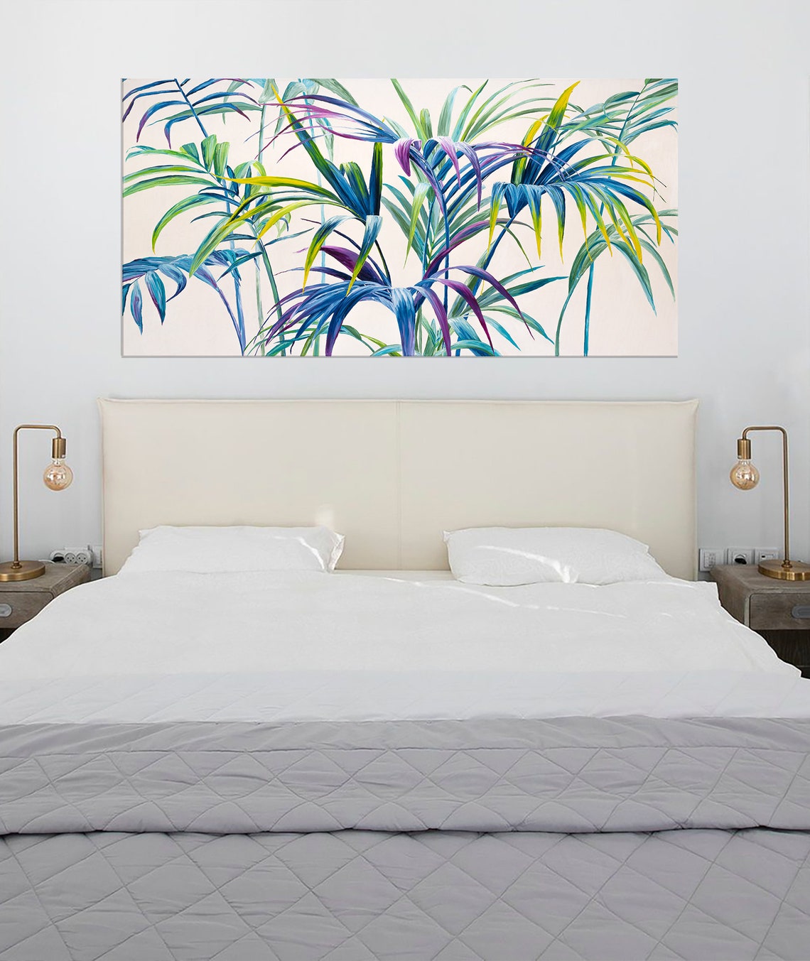 Colorful Palm Tree- Hand Made, Original Art, Print on Canvas, Modern ...