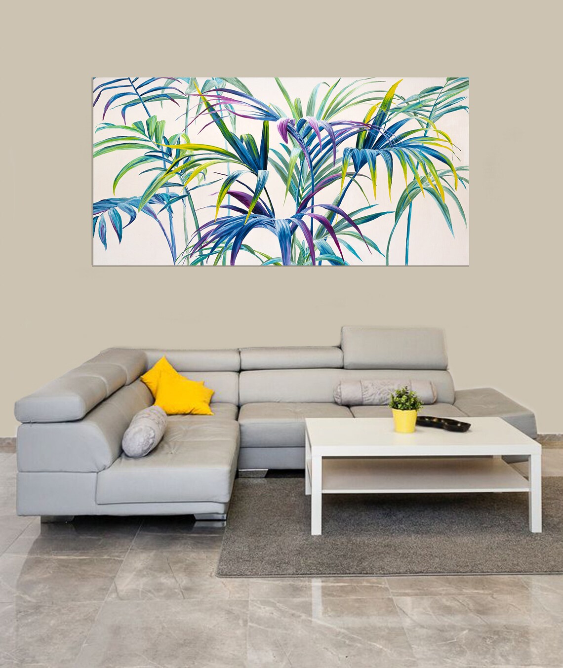 Colorful Palm Tree- Hand Made, Original Art, Print on Canvas, Modern ...