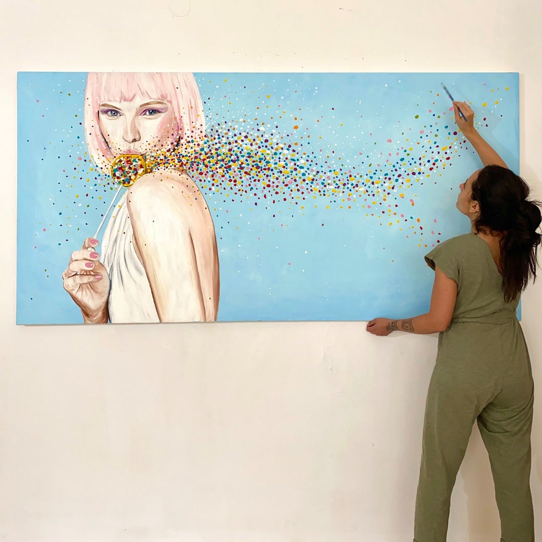 Loli - Original Art, Hand Made, Print on Canvas, Modern Paint, Pop Art ...