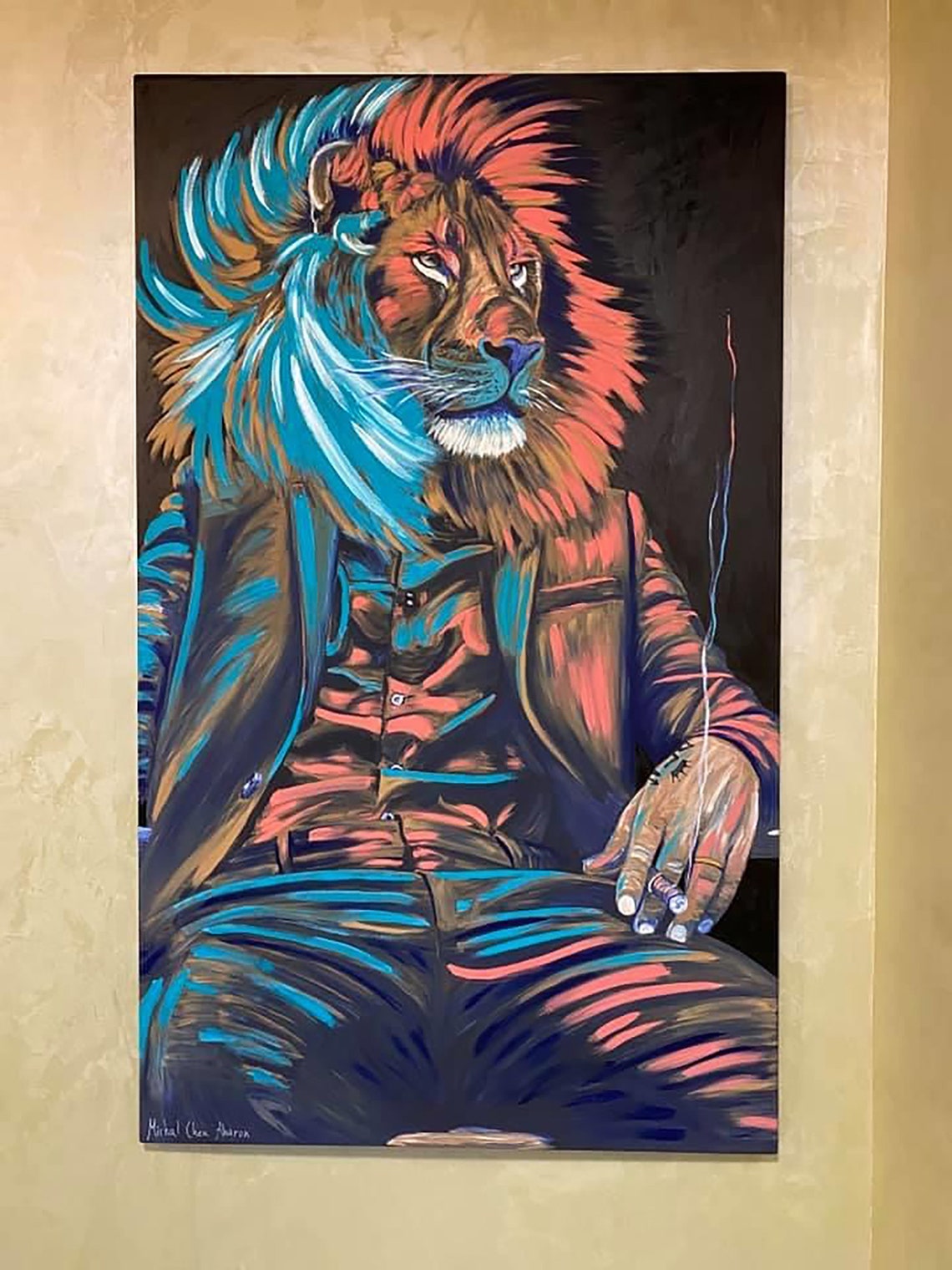 Lion man 1 Original art Hand made Print on canvas Modern | Etsy