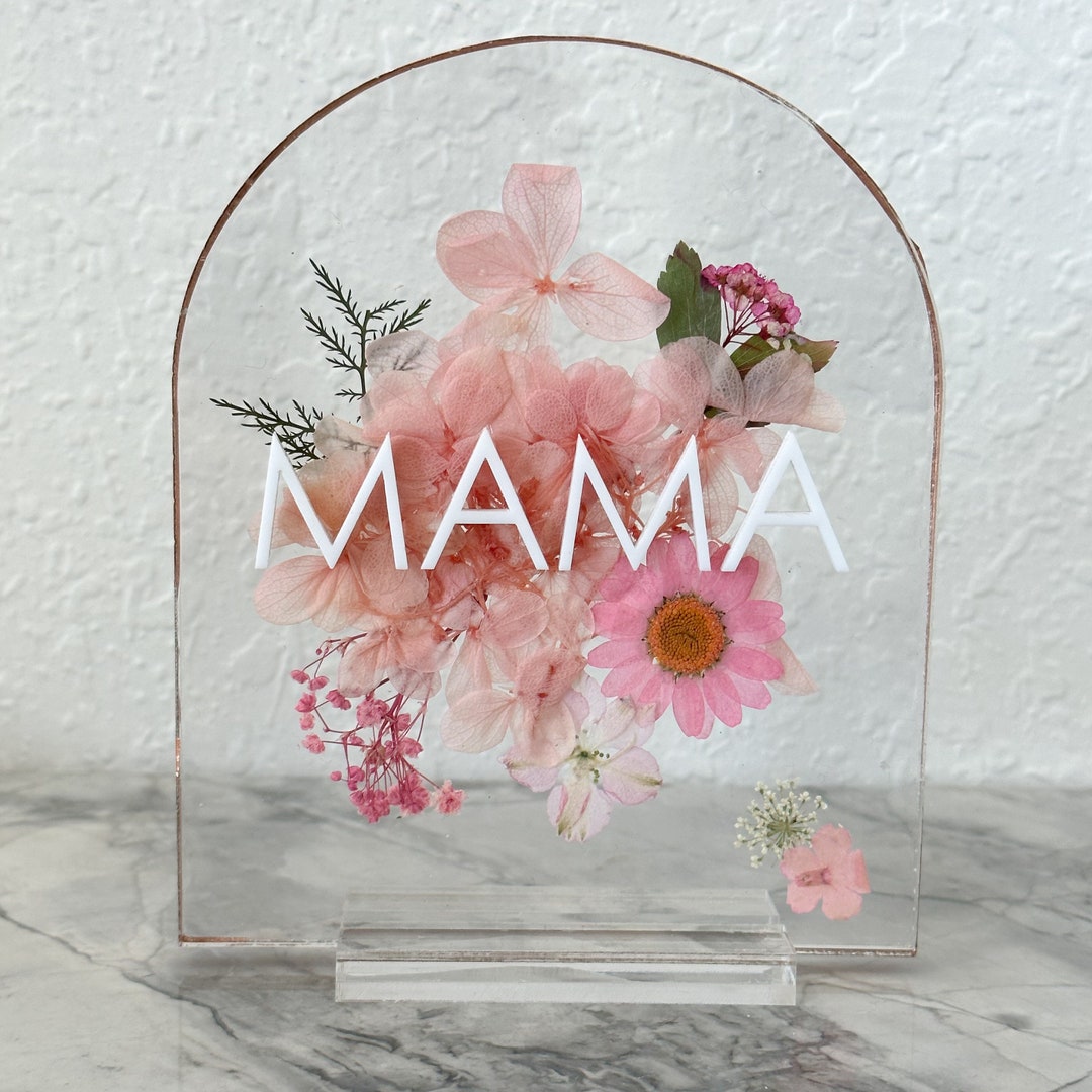 MAMA Acrylic and Dried Flower Arrangement. Luxe Mama Flower Gift With ...
