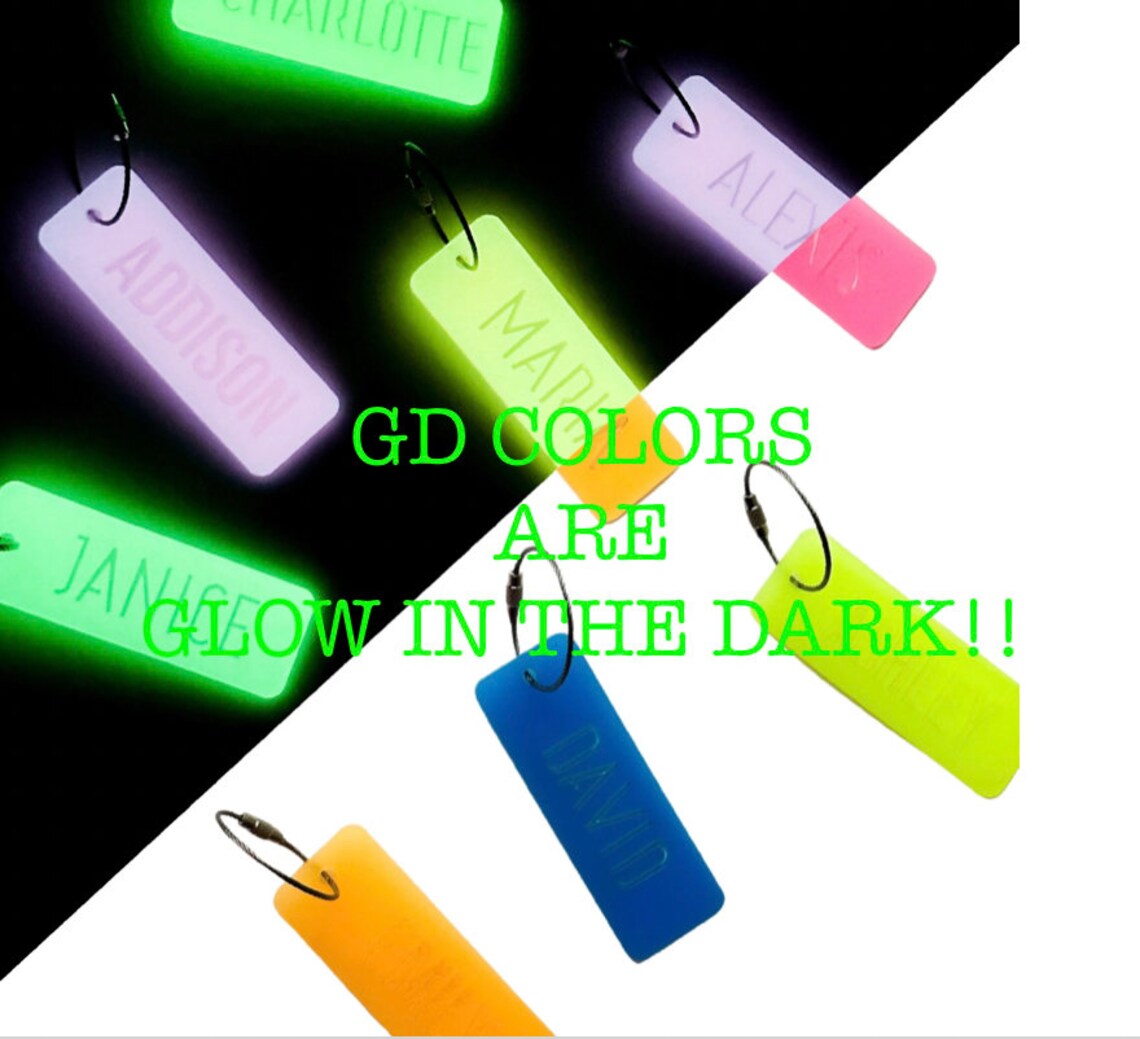 Glow in the Dark Back Pack Name Tag . Lunch Bag Tag . Luggage Tag ...