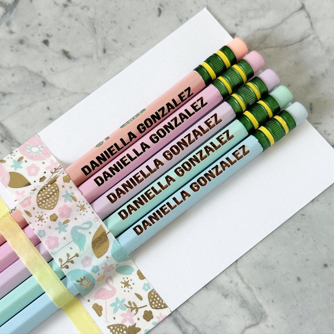 Engraved Personalized Pencils - Pastel Colors, Soft Ticonderoga #2 ...