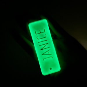 Glow in the Dark Back Pack Name Tag . Lunch Bag Tag . Luggage Tag ...
