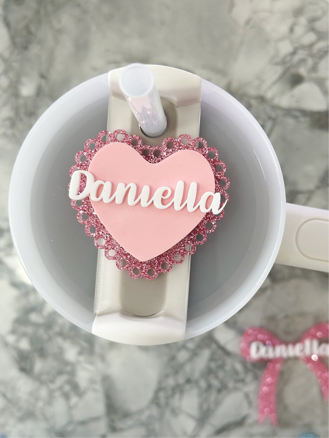 HEART Stanley Lid Tag 40oz Tumbler Personalized Name Tag | Nameplate ...