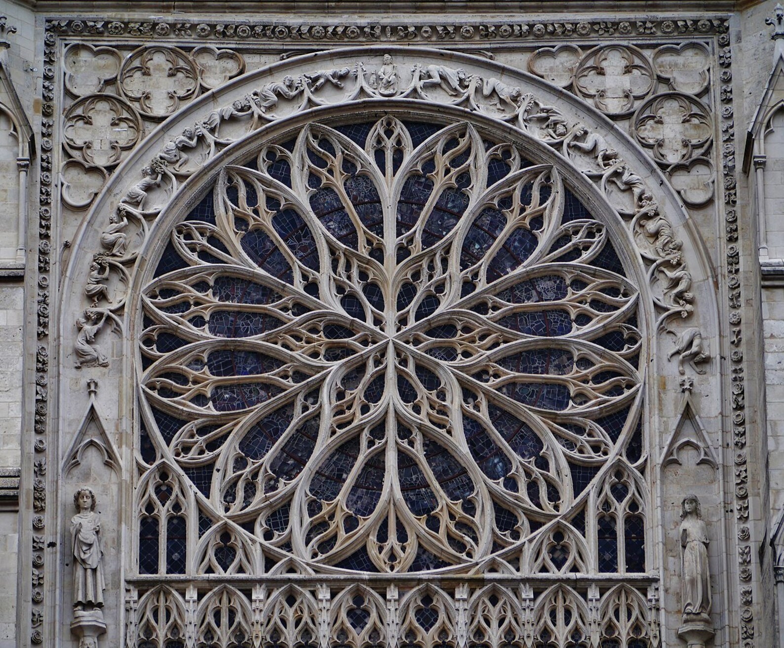 The Main Gothic Rose Window From Cathédrale Notre-dame D'amiens vector ...
