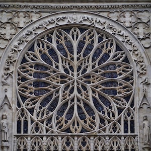 The Main Gothic Rose Window From Cathédrale Notre-dame D'amiens vector ...