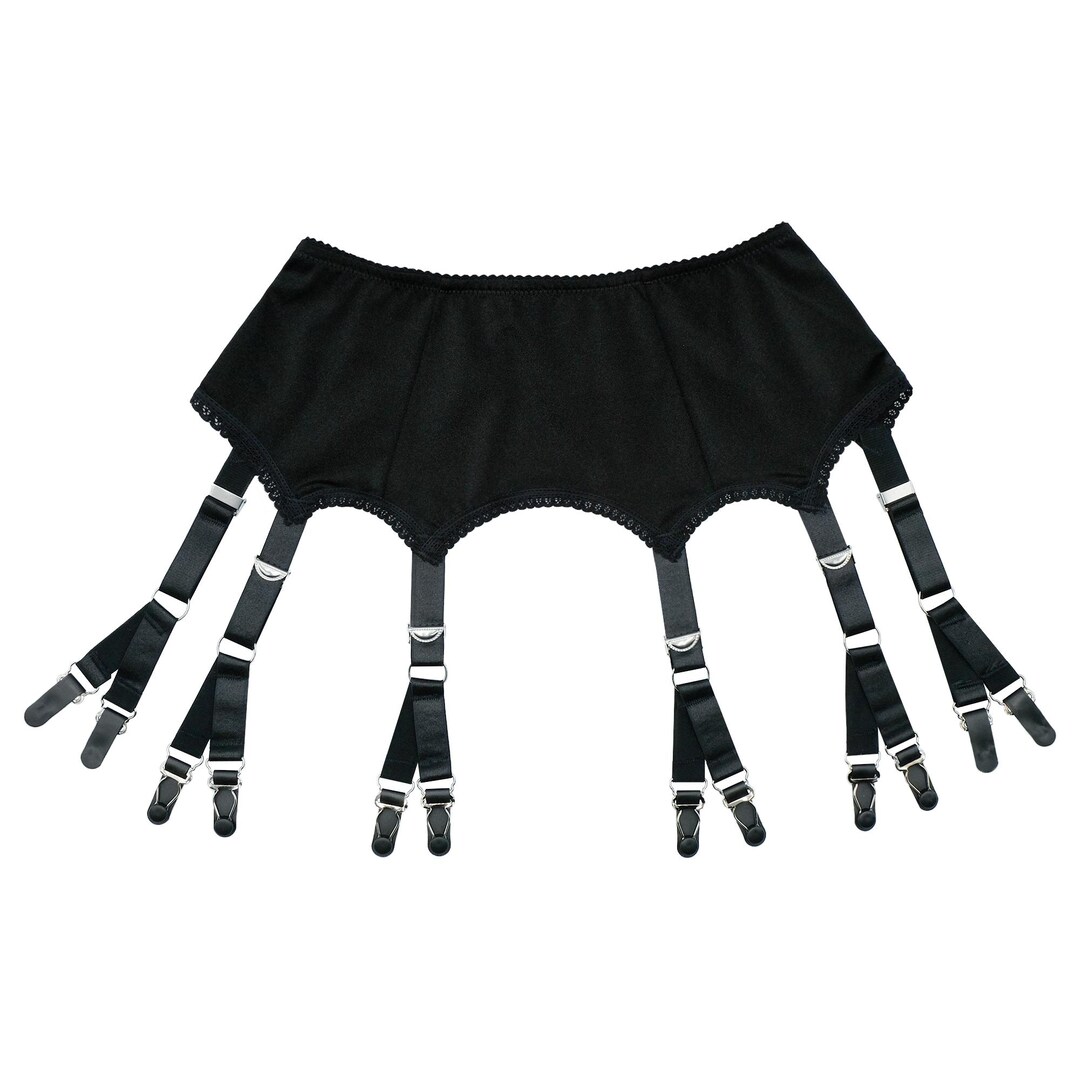 Solid-color 6 Straps Cloth Garter Belt With Adjustable Dual Suspenders ...