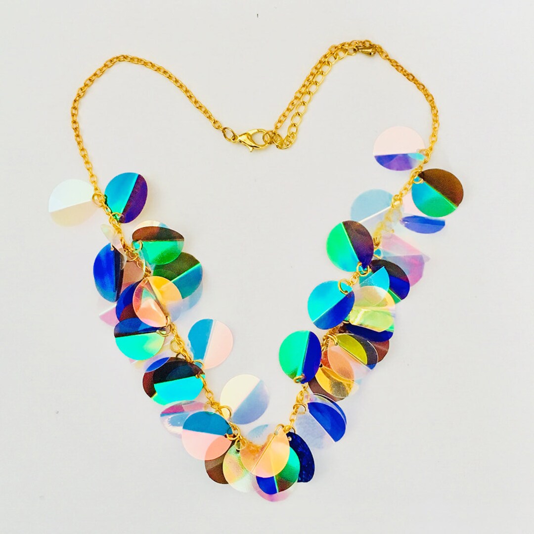 Shells at the End of the Rainbow Necklace - Hologram Sequin Jewelry ...
