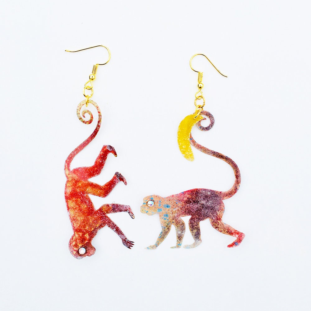 Banana - Old World Monkeys earrings - Monkeys jewel - Jewelry monkey ...