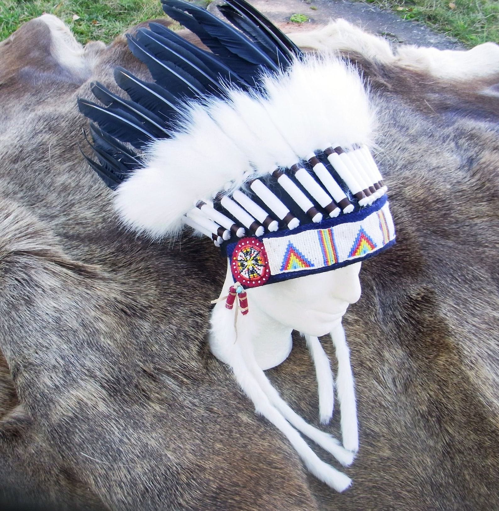 Lakota Style Feather Bonnet Warbonnet Feather Headdress - Etsy