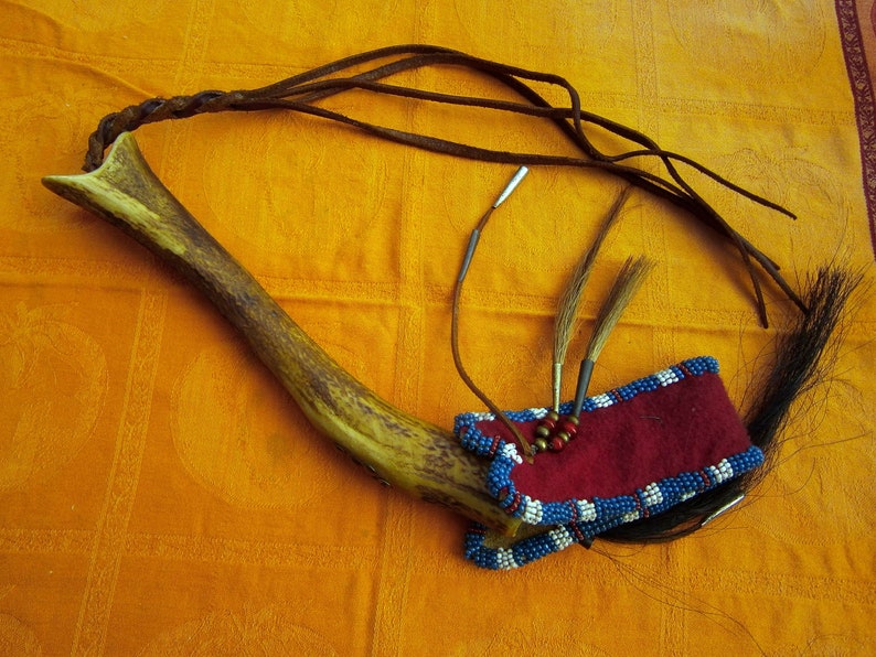 Native American Riding Whip Horn With Pearl Embroidery - Etsy