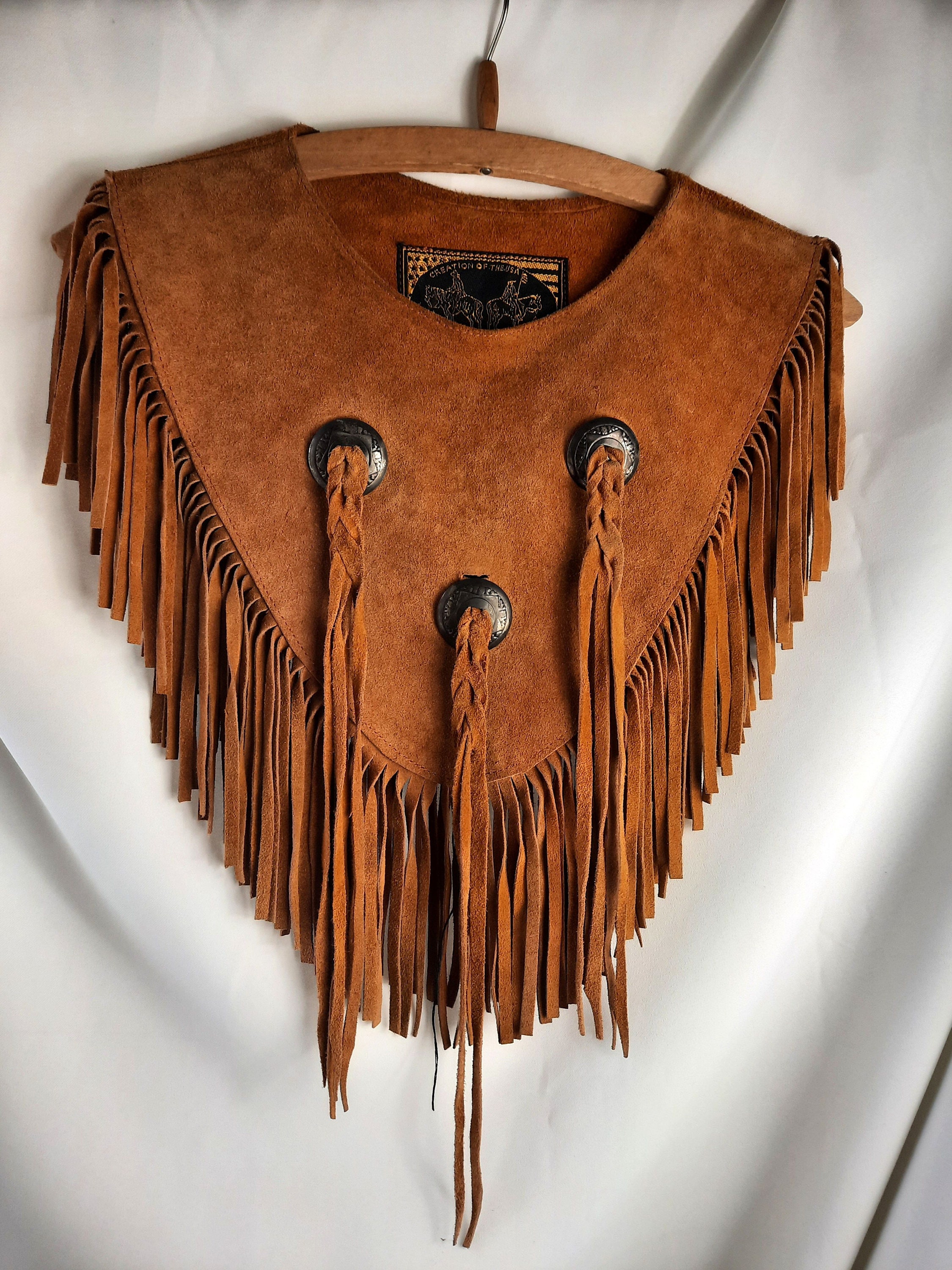 Leather Yolk, Vintage Western Fringed Leather Collar, Black, 80s ...