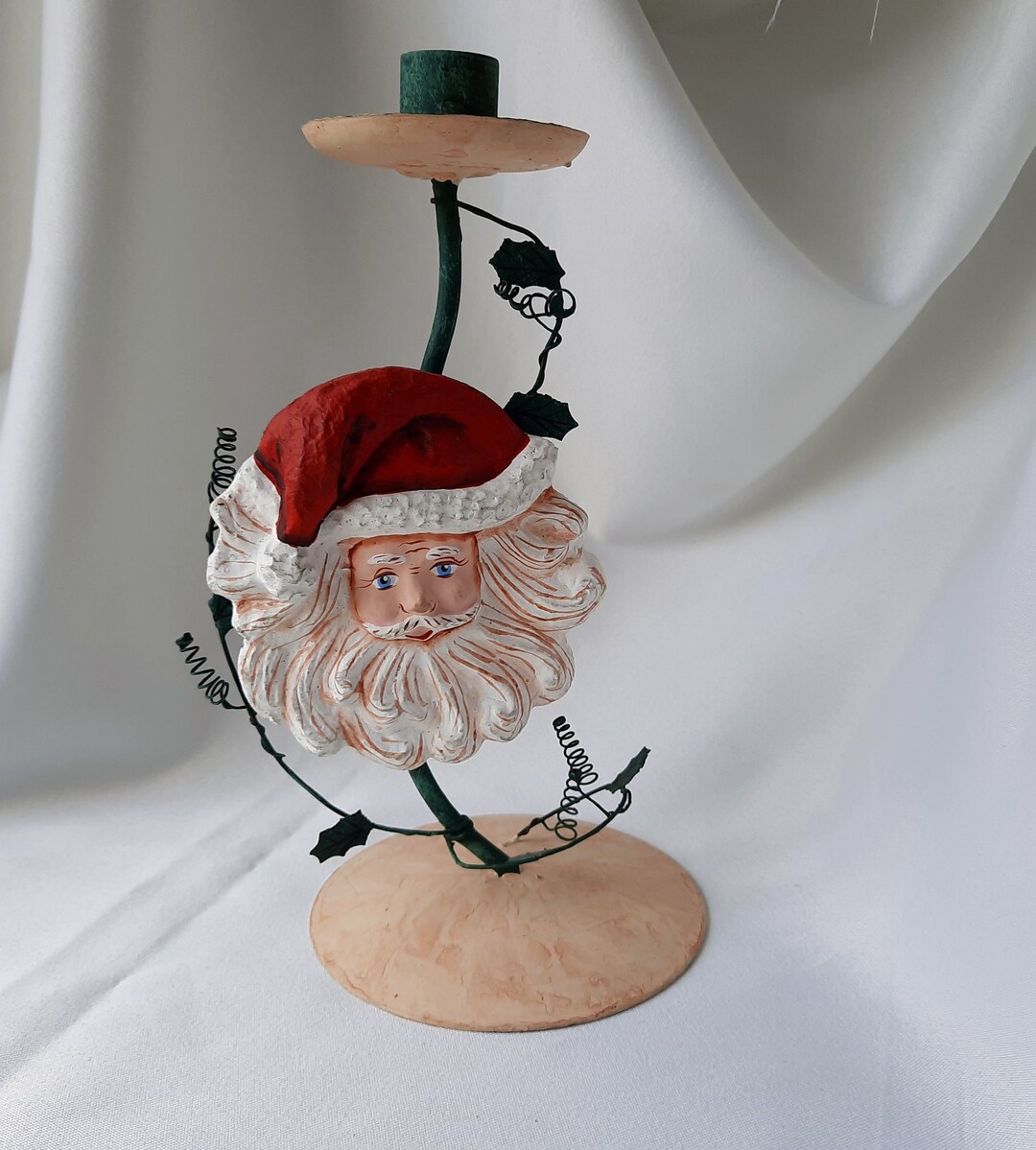 Christmas Candlestick Candlestick With Santa Claus Face Vintage - Etsy