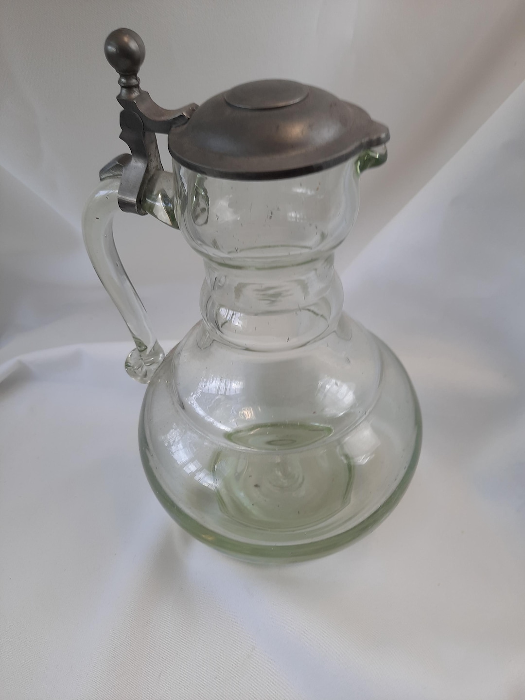 Decorative Glass Carafe, Wine Jug, Glass Jug With Tin Lid, Antique ...