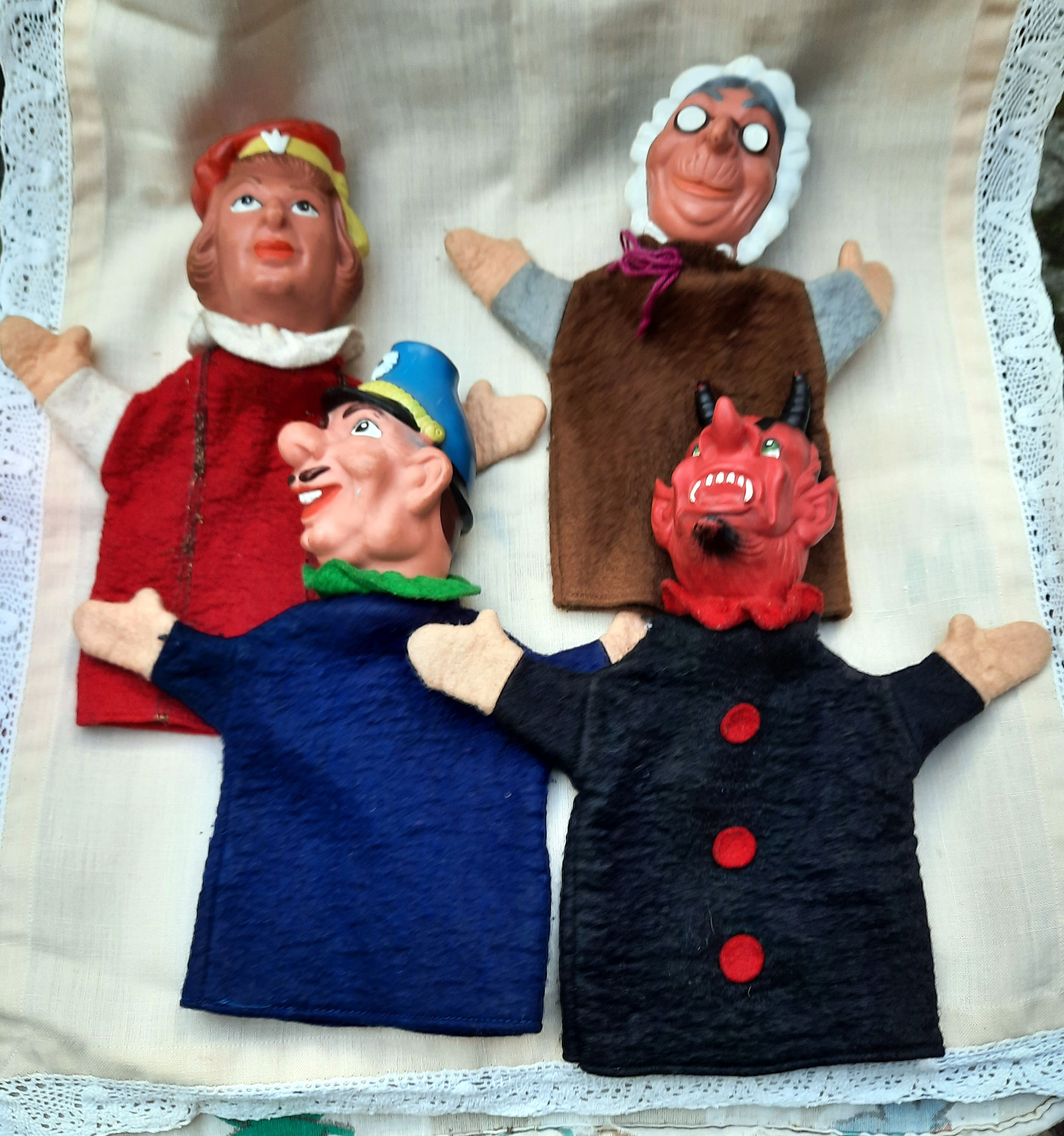 4 Pcs. Hand Puppet Set Prince, Devil, Policeman Grandmother Plastic ...