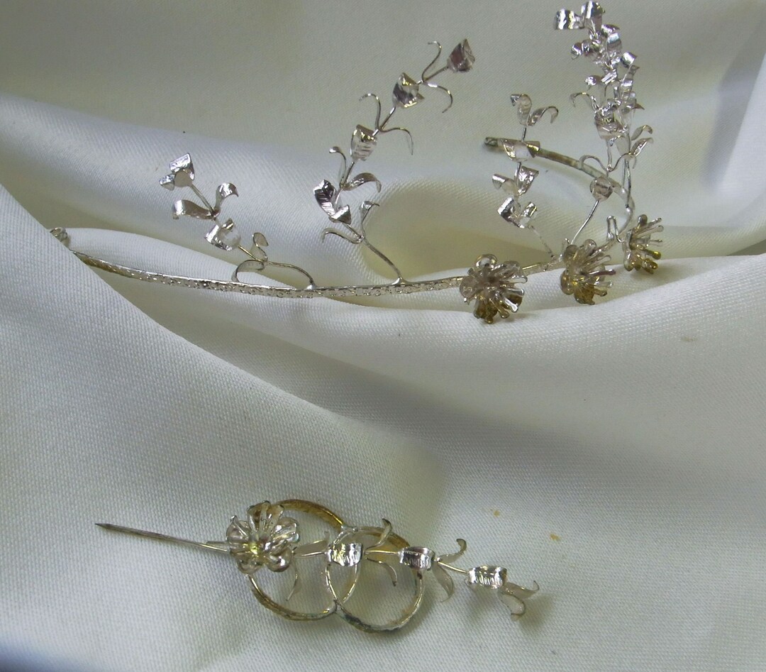 German Myrtle Crown, Silver Wedding Myrtle Tiara, Vintage Wedding ...